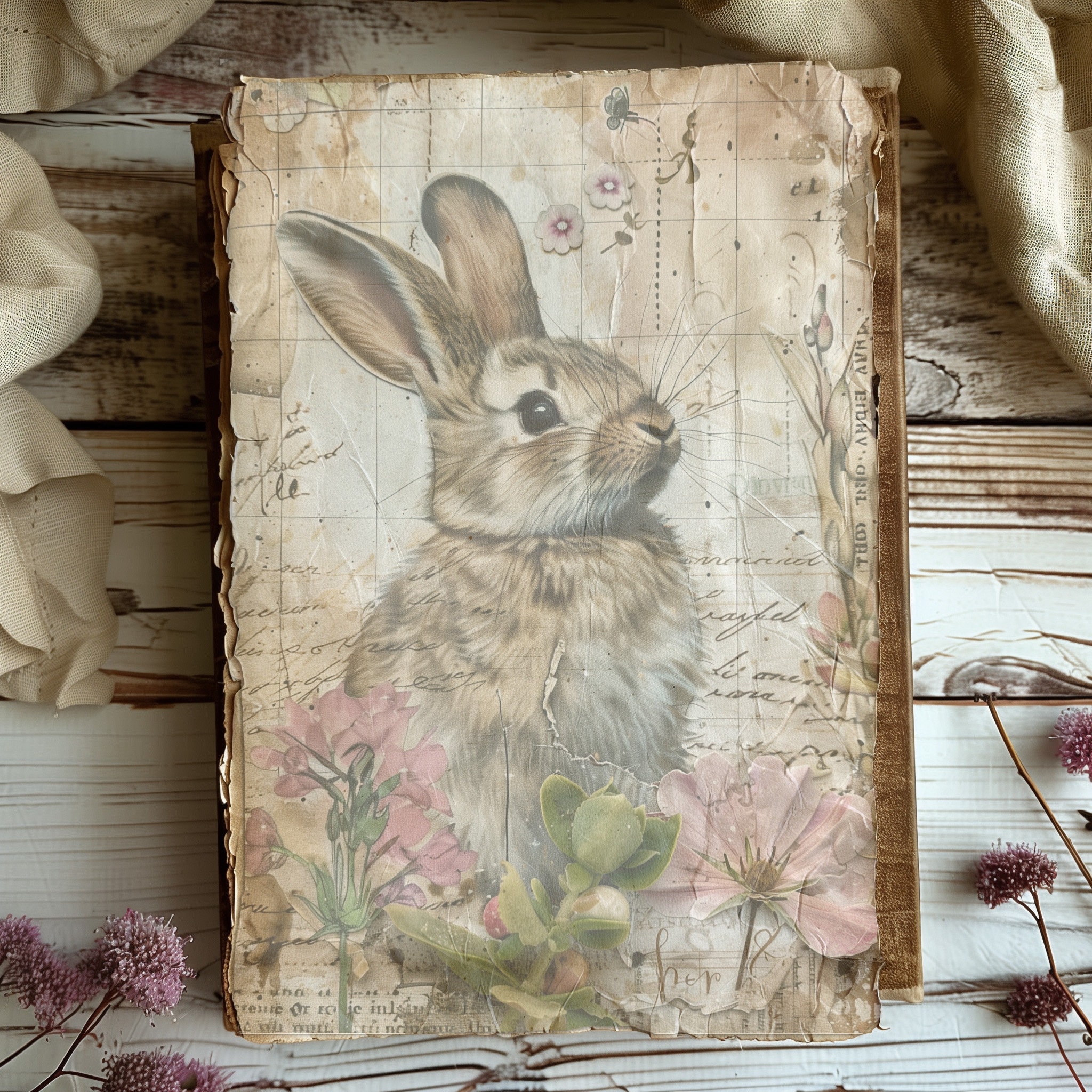 4 Vintage Bunny Pages Junk Journal Beatrix Potter Style Spring Easter ...