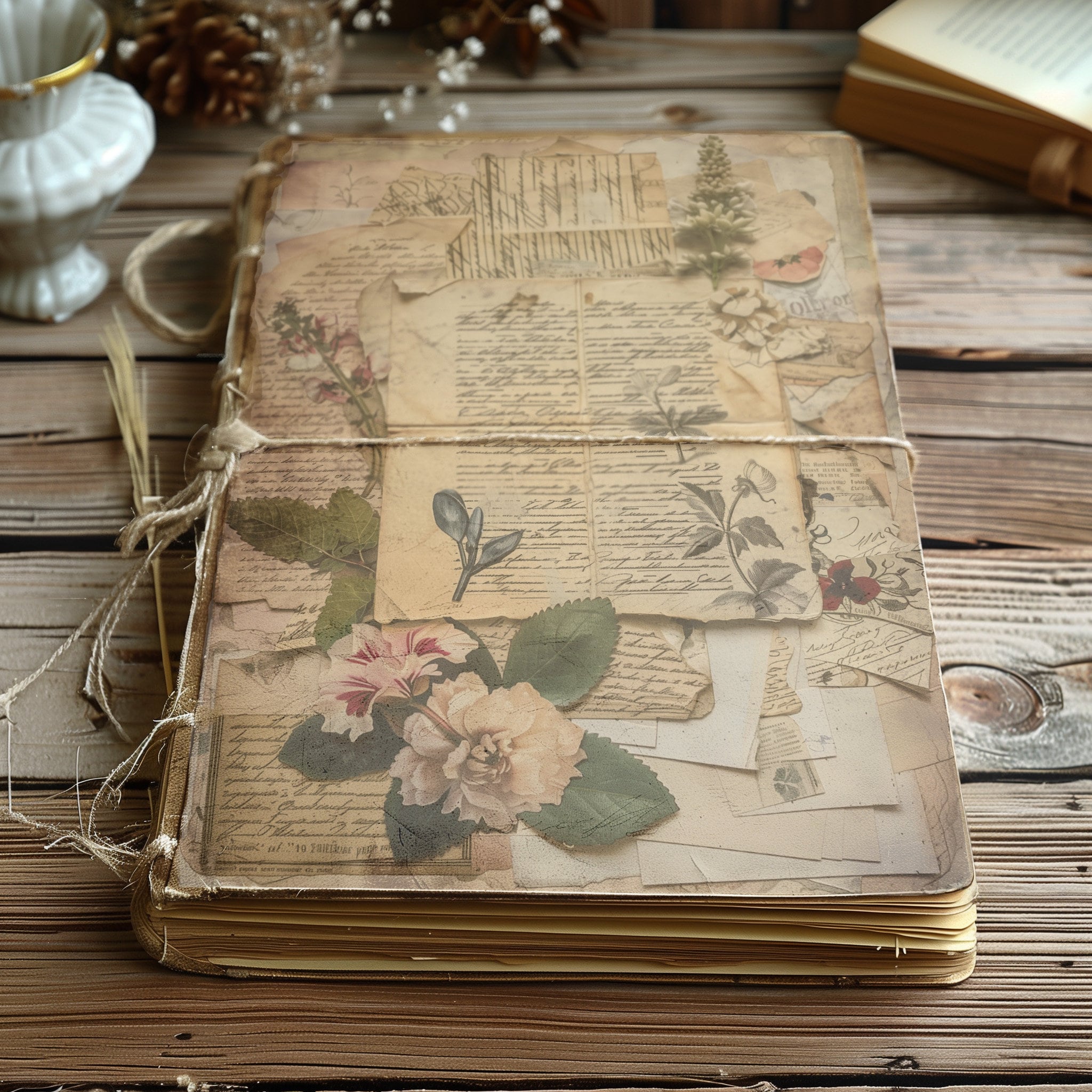 4 Vintage-inspired Junk Journal Pages Digital Antique Letters Printable ...
