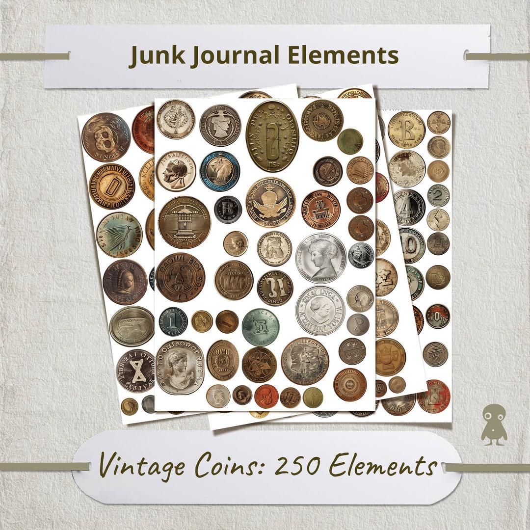 250 Vintage Coin Illustrations Digital Images Rare Currency Numismatic ...