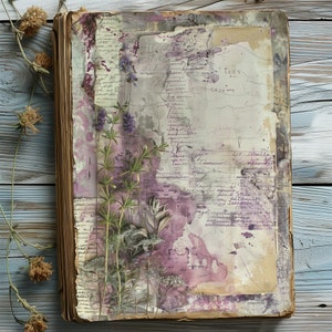 4 Vintage Lavender Pages Junk Journal Digital Kit Digital Collage ...