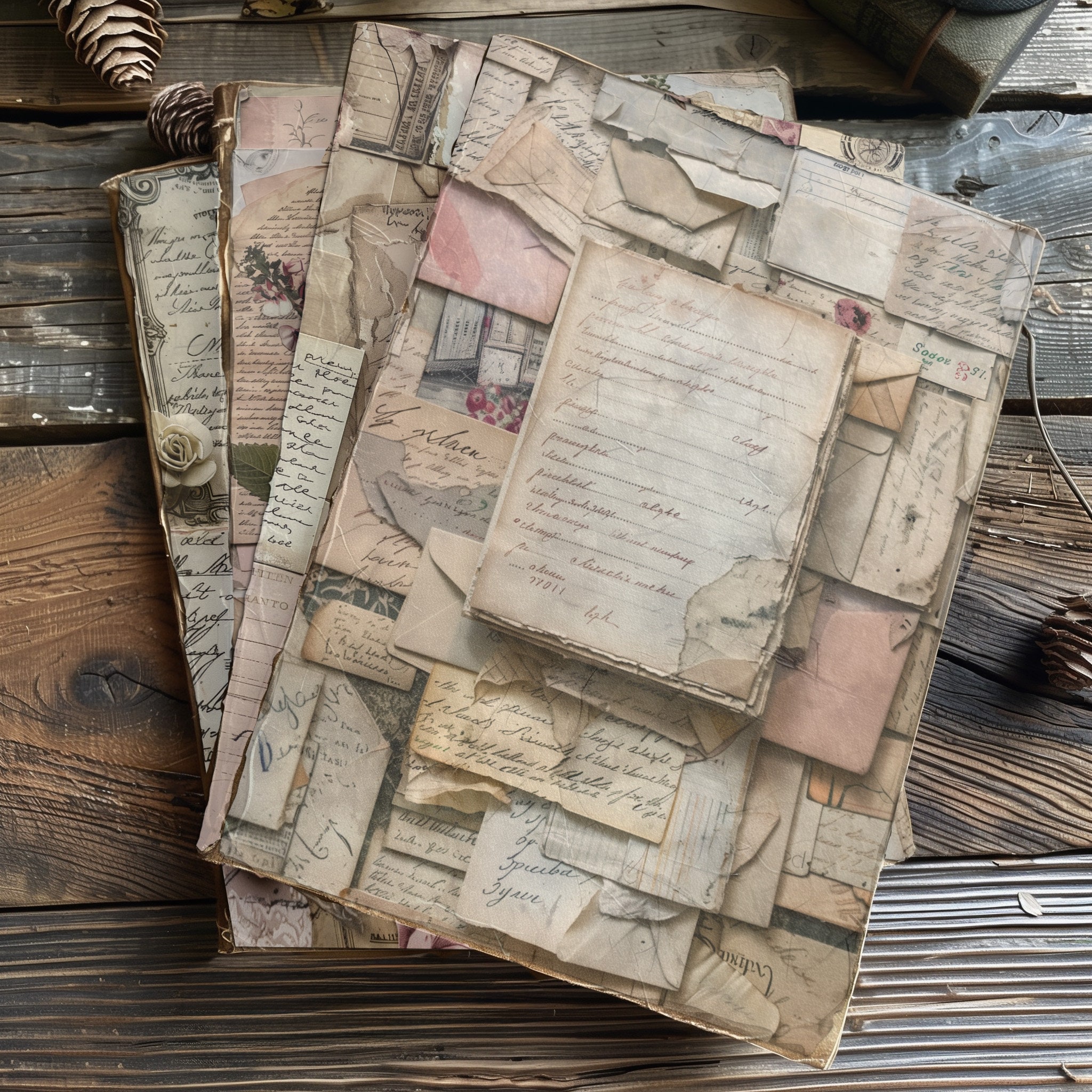 4 Vintage-inspired Junk Journal Pages Digital Antique Letters Printable ...