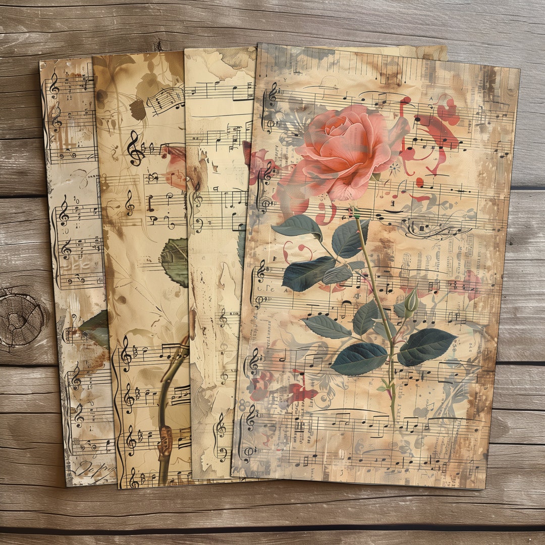 4 Vintage Love Letters and Roses Digital Art Set Romantic Floral ...
