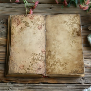 4 Floral Vintage Digital Papers Aged Botanical Prints Scrapbooking ...