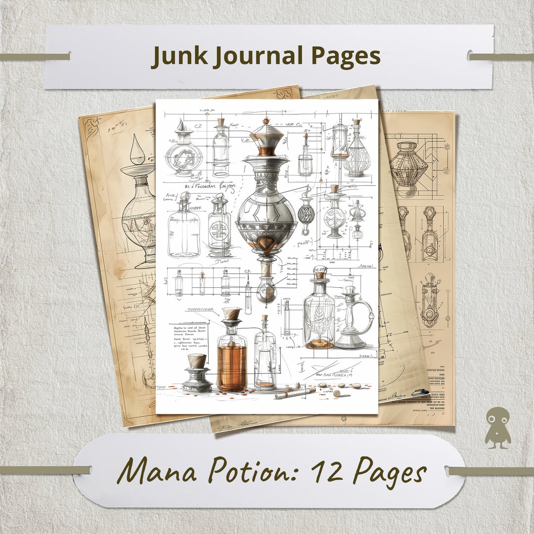 12 Vintage-inspired Mana Potion Sketches Steampunk Apothecary Alchemy ...