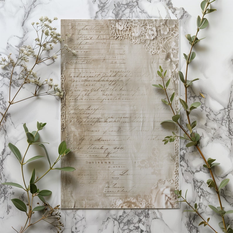 4 Antique Manuscript Digital Paper Lace Borders Journaling Background ...