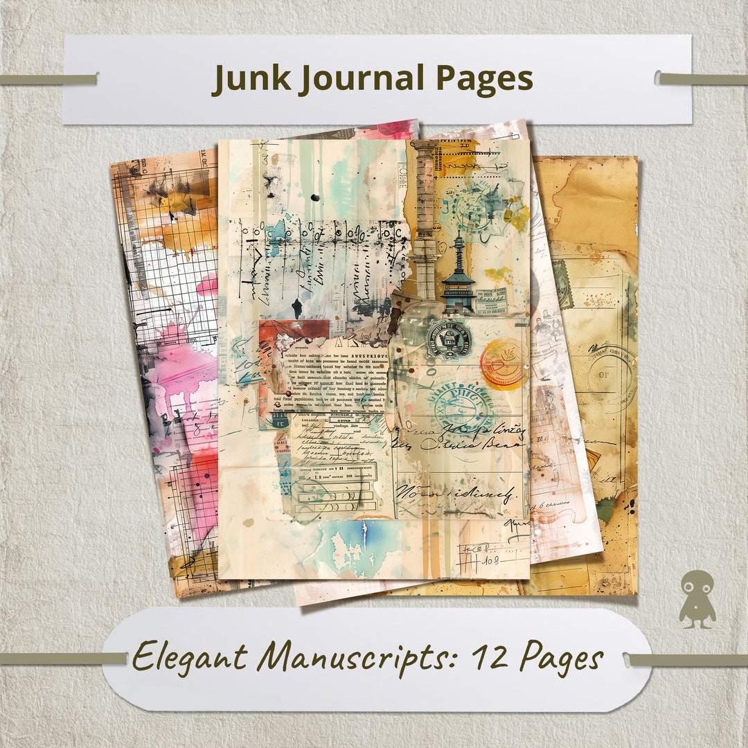 12 Elegant Manuscripts Pages Antique Collage Junk Journal Vintage ...