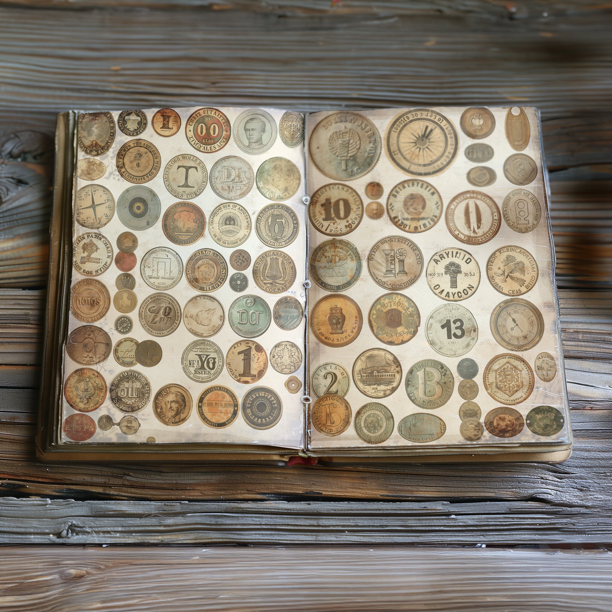 220 Vintage Round Stickers Antique Digital Ephemera Mixed Media ...