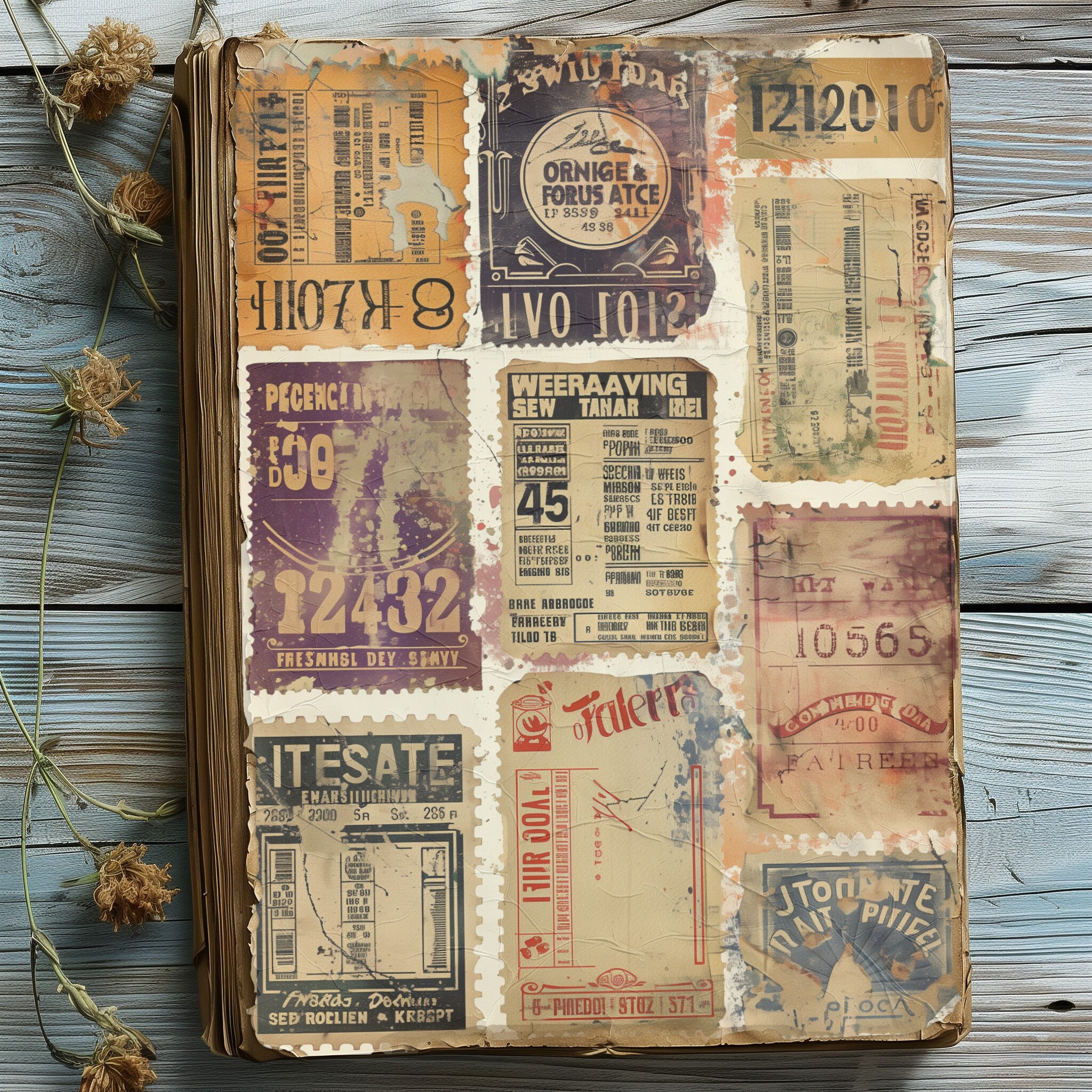 4 Retro Ephemera, Digital Collage Sheets, Junk Journal Kit ...