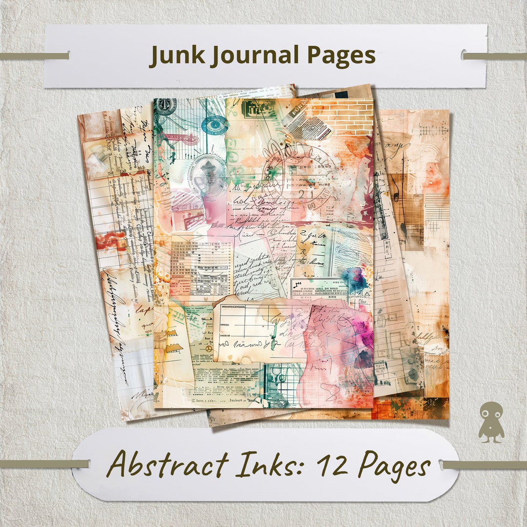 12 Abstract Inks Pages Digital Paper Set Handwritten Letter Musical ...