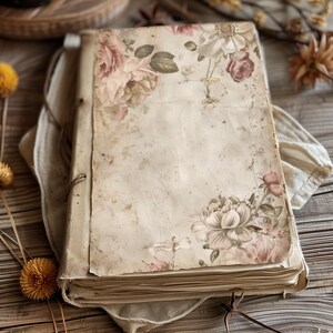 4 Floral Vintage Digital Papers Aged Botanical Prints Scrapbooking ...