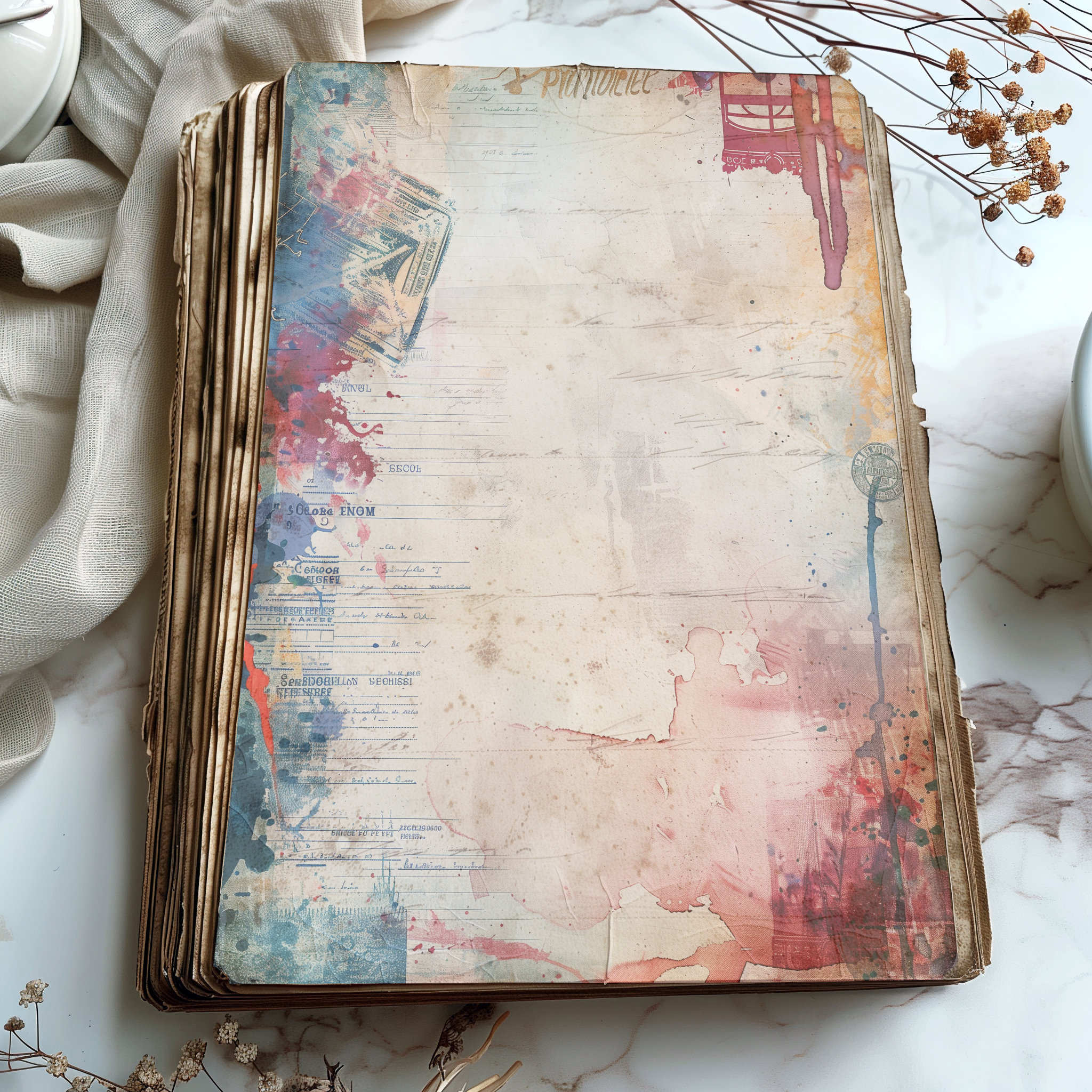 12 Elegant Manuscripts Pages Antique Collage Junk Journal Vintage ...