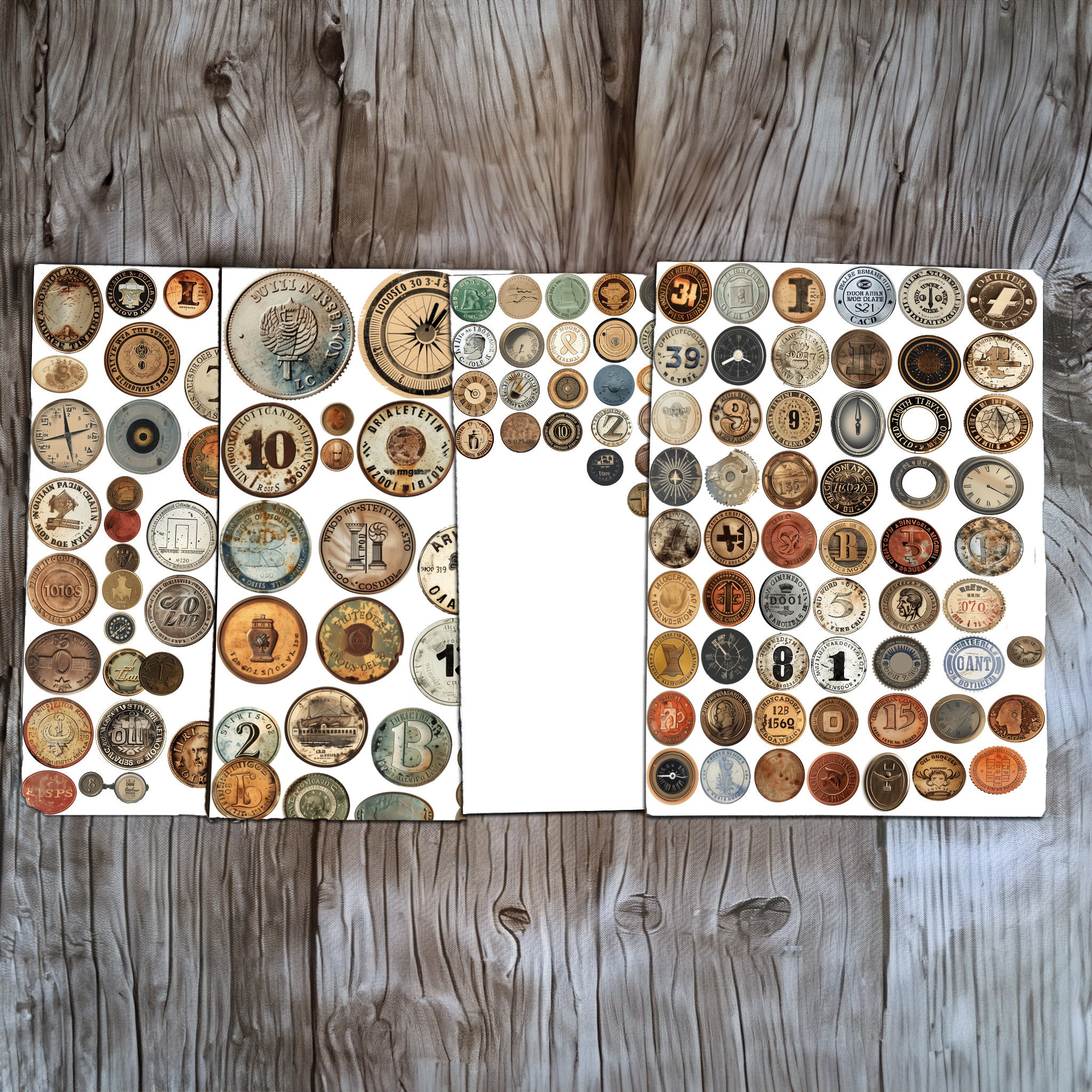 220 Vintage Round Stickers Antique Digital Ephemera Mixed Media ...