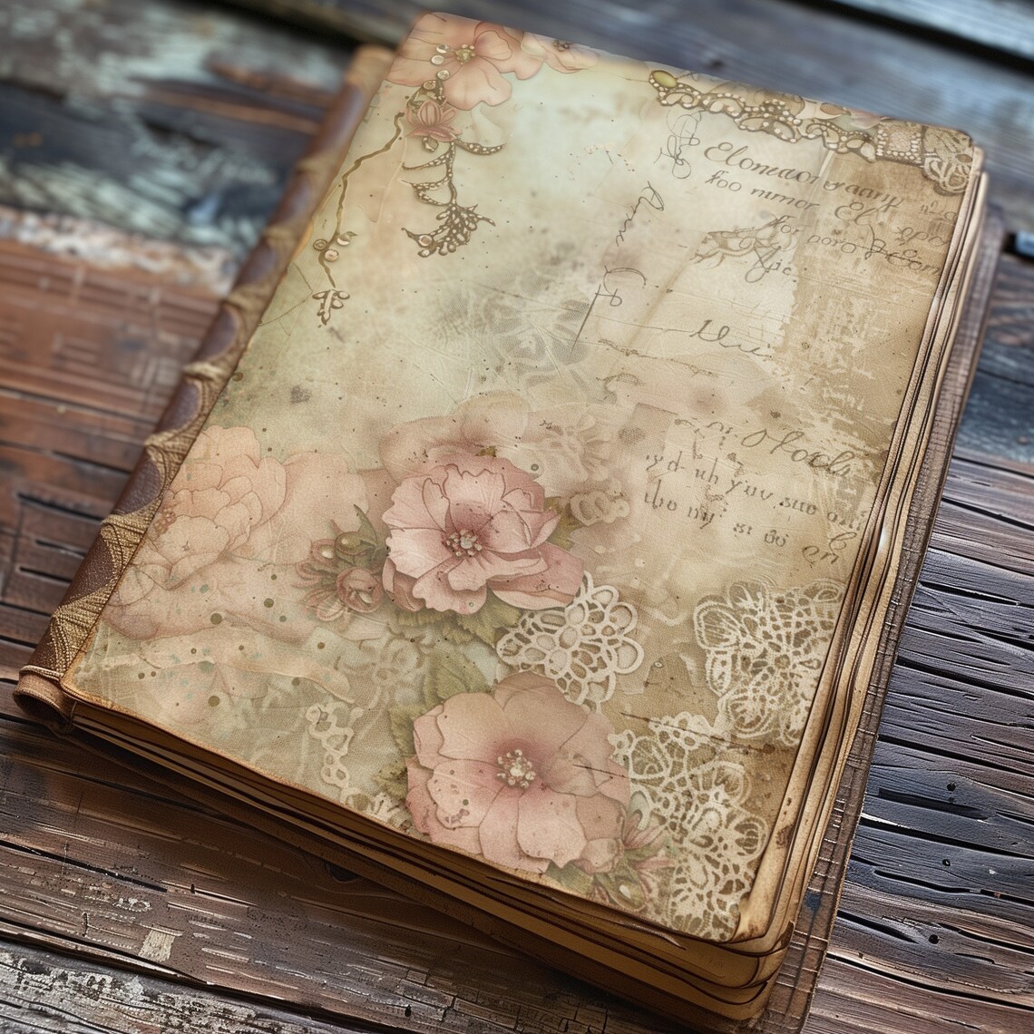 4 Antique Floral Lace Elegance Pages Digital Scrapbooking Journal Art ...