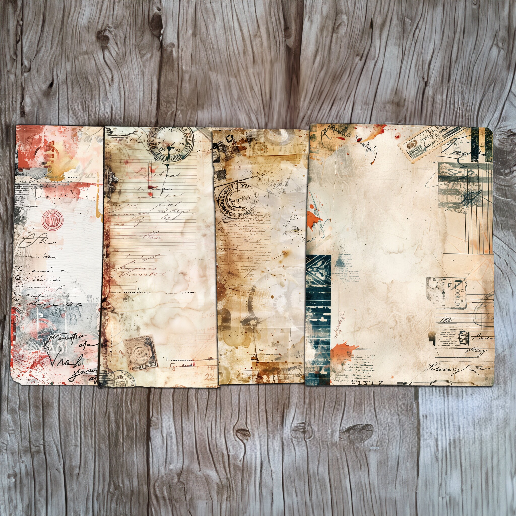 12 Mysterious Notes Pages Abstract Junk Journal Ephemera Vintage ...