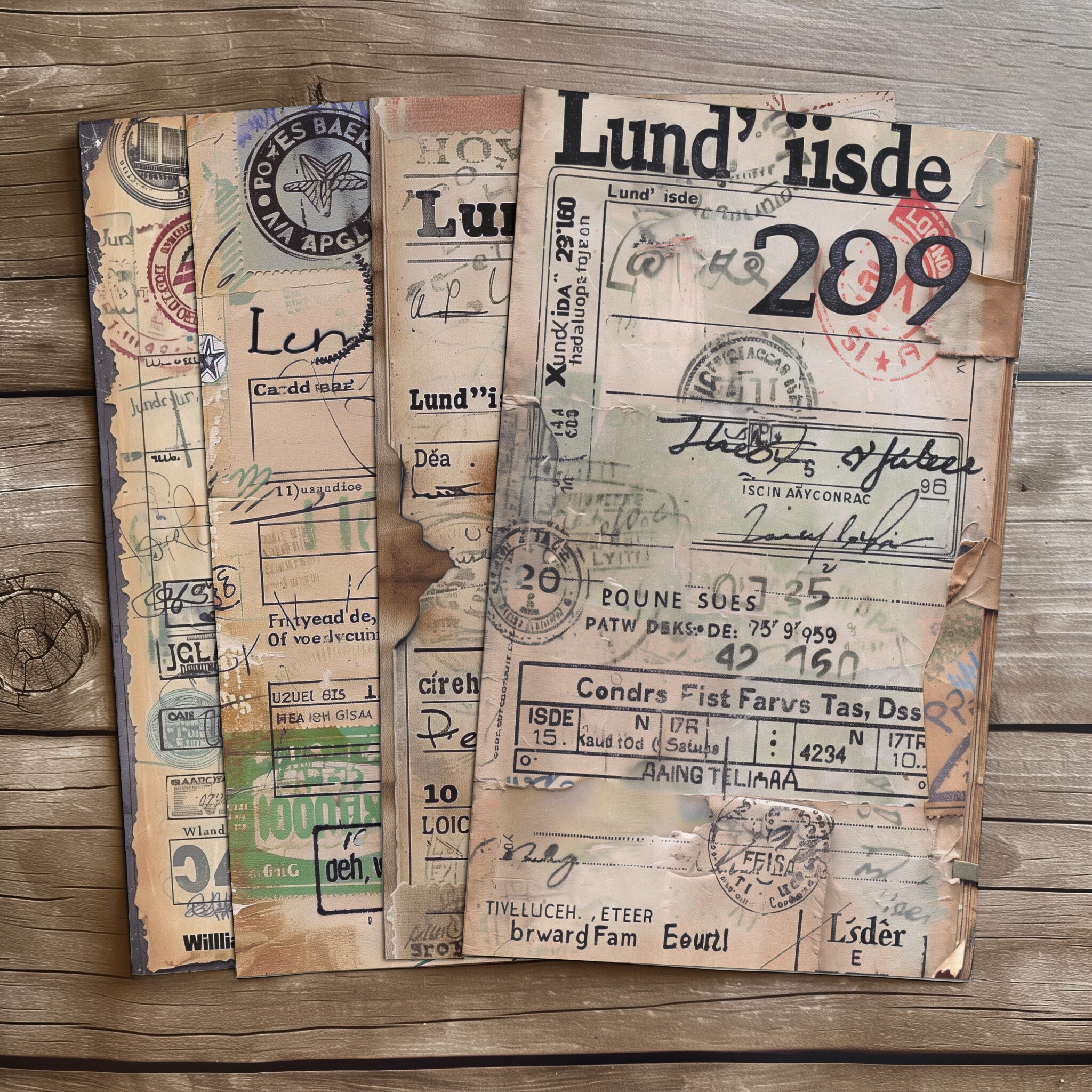 4 Vintage Travel Ephemera Collage Sheets Printable Junk Journal ...