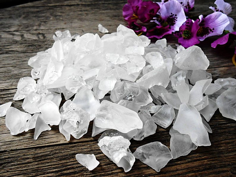 Glass Crystal Frosted Sea Tiles Pebble Beach Raw Rock Clear White ...