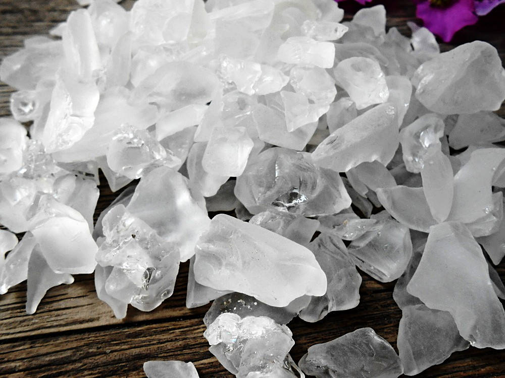 Glass Crystal Frosted Sea Tiles Pebble Beach Raw Rock Clear White ...