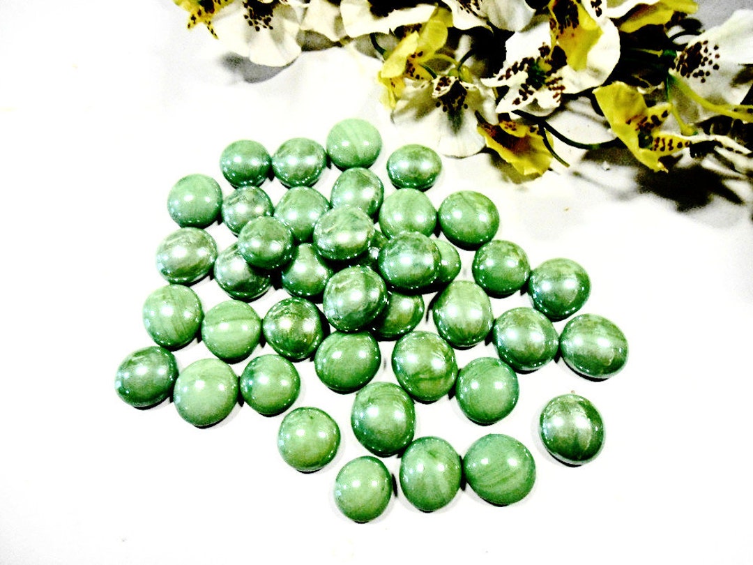 35 Green Glass Stained Crystal Light Green Polished Tumbled Nuggets ...