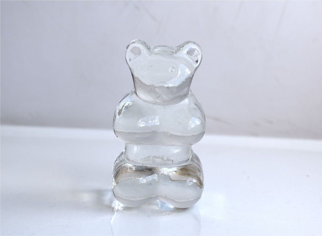 Vintage Clear Glass Teddy Bear Shaped Paperweight Glass Clear Ball ...