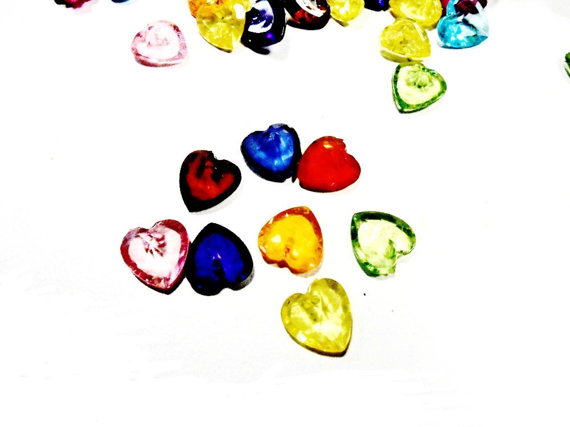 50 Pcs Heart Charms Transparent Multicolor Acrylic Beads Drops Pendant ...