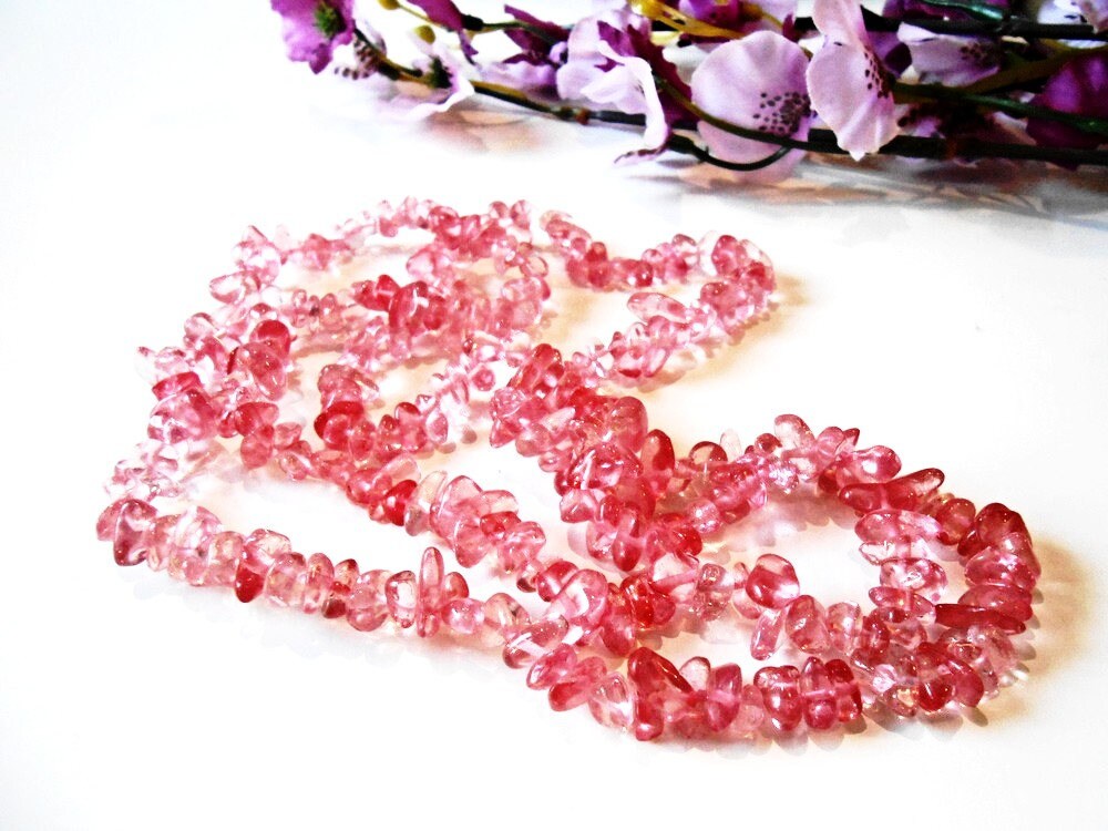 Raw Cherry Quartz Chips Beads Cut Rough Gemstone Pebble Natural Mineral ...