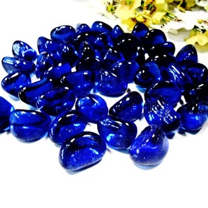 35 Glass Stained Pebble Crystal Royal Dark Blue Polished Tumbled ...