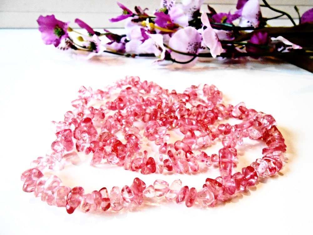Raw Cherry Quartz Chips Beads Cut Rough Gemstone Pebble - Etsy