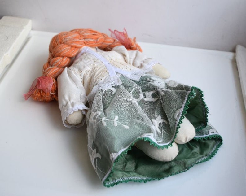 Vintage 14" Rug Doll Cloth Stuffed Fabric Collectible Figurine White ...