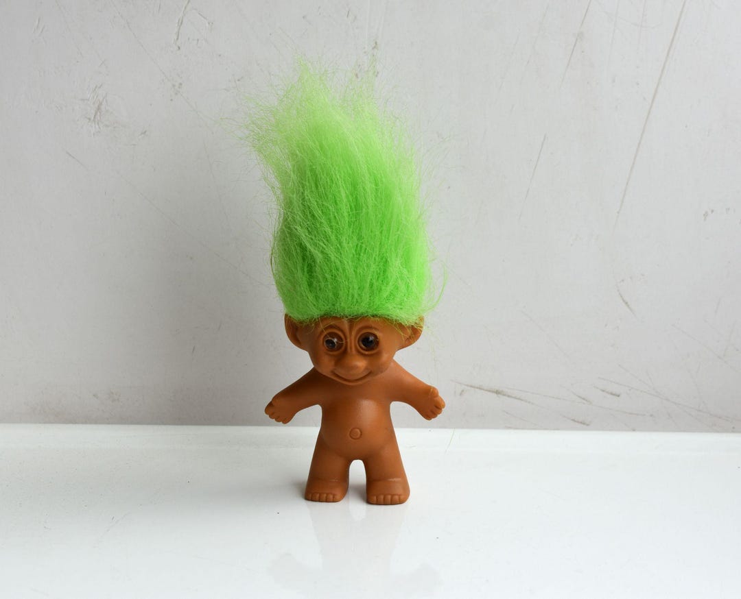 Vintage 3" Troll Rubber Body Wishstone Trolls Green Hair Doll ...