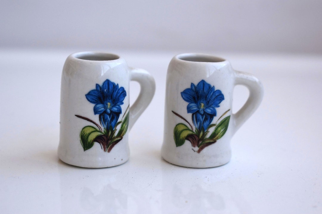 Vintage Set of 2 Cups Dollhouse Doll House Cups Rustic Crockery Pottery ...