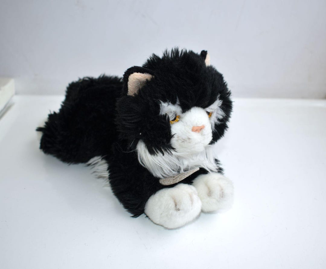 Vintage 10" Keel Toys Jinx the Cat Kitten Black Qhite Plush Stuffed ...