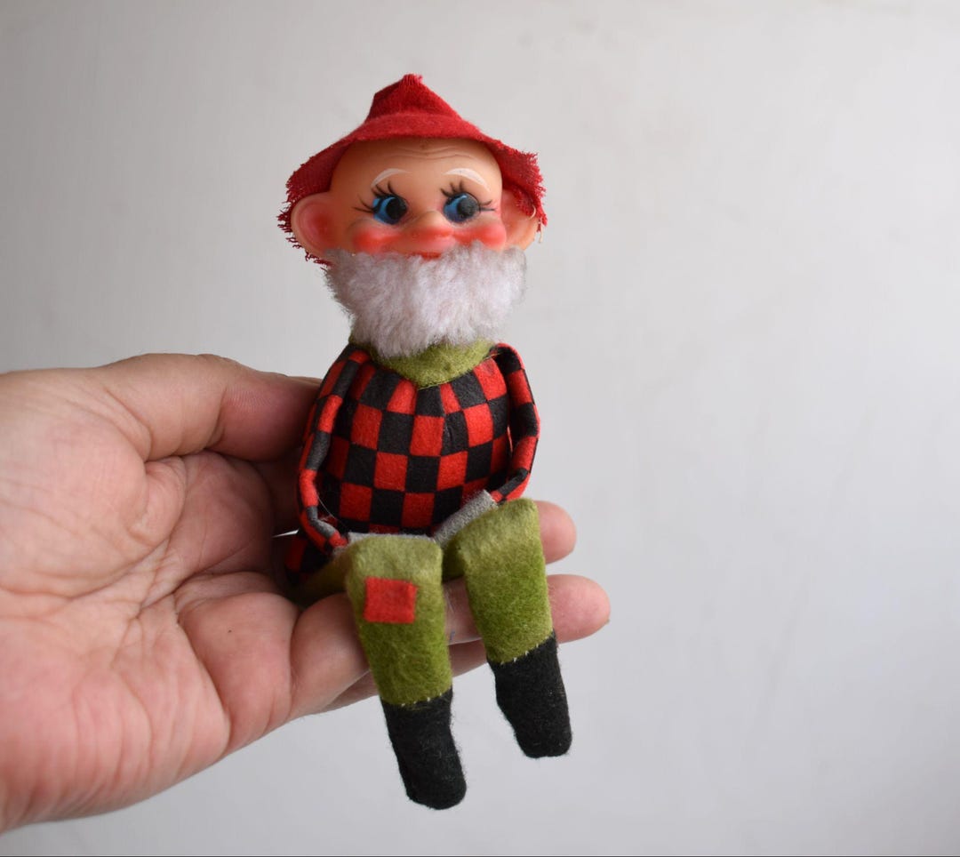 Vintage 5" Knee Hugger Christmas Elf Hillbilly Country Bumpkin Flannel ...