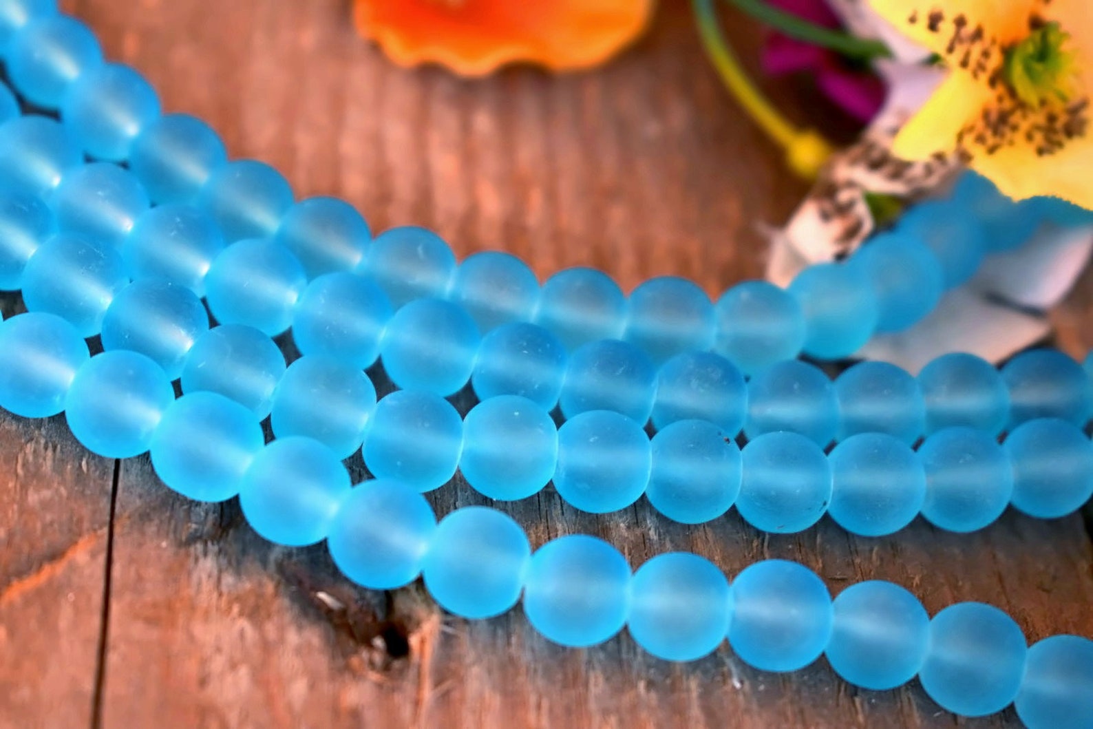 50 Sea Glass Beads 8 Mm Aqua Blue Matte Jewelry Making - Etsy