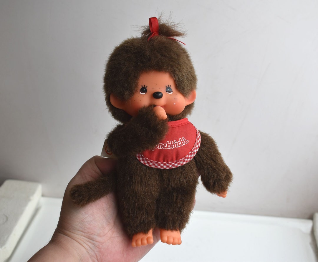 Vintage 8" Monchhichi Monkey Brown Thumb Sucking Rubber Face Plush ...