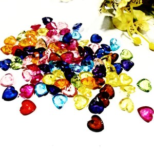 50 Pcs Heart Charms Transparent Multicolor Acrylic Beads Drops Pendant ...