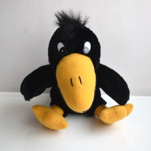 Vintage 8" ESC International Toys Puppet Crow Raven Bird Black Yellow ...