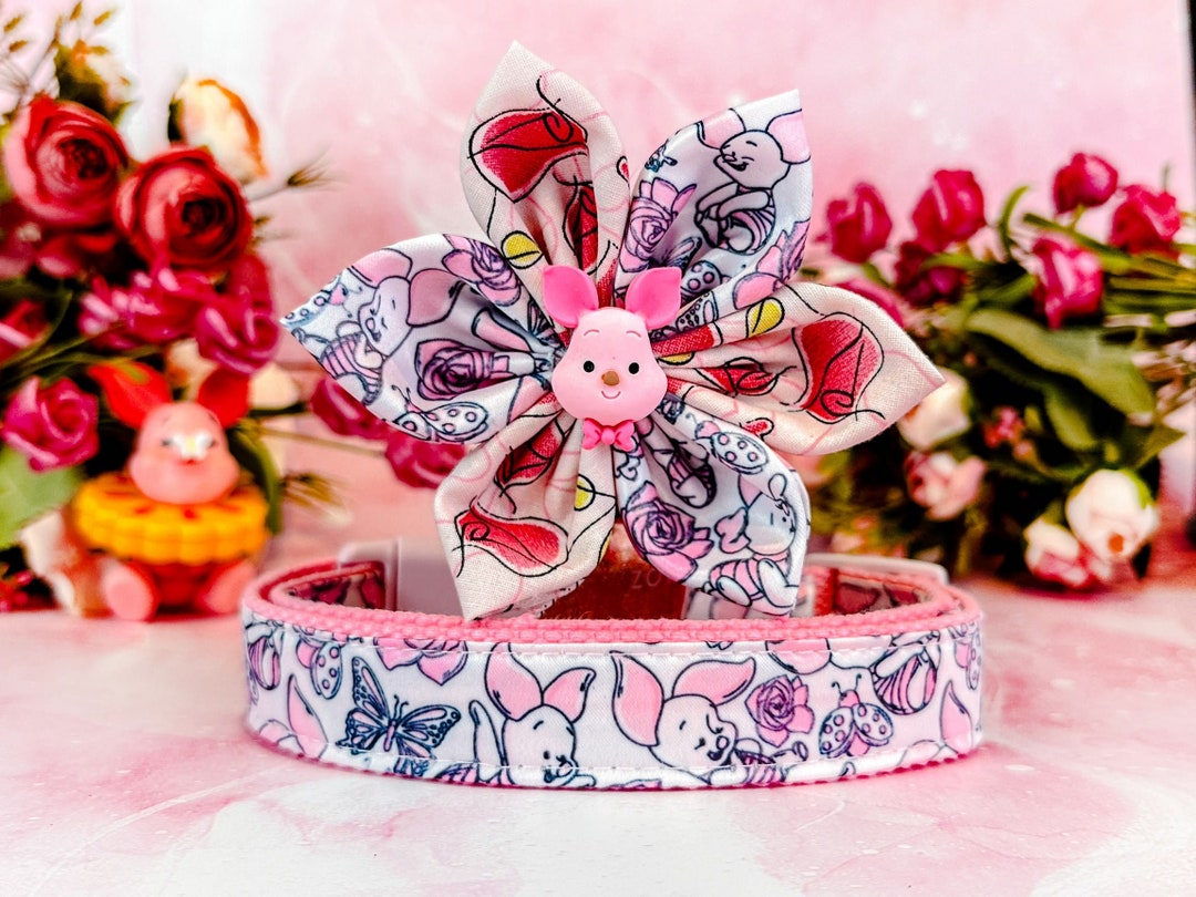 Cute Piggy Piglet Dog Collar With Flower/ Custom Pink Pig Dog Collar ...