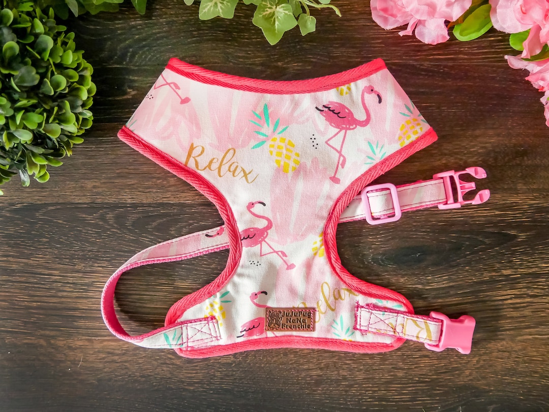 Tropical Flamingo Girl Dog Harness Vest, Summer Beach Pineapple Dog ...
