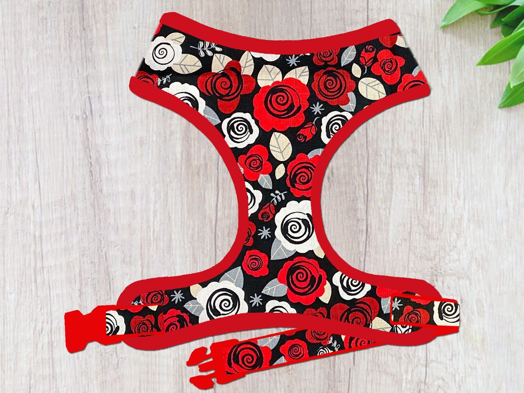 Valentine's Day Rose Floral Dog Harness Vest/ Girl Flower Dog Harness ...