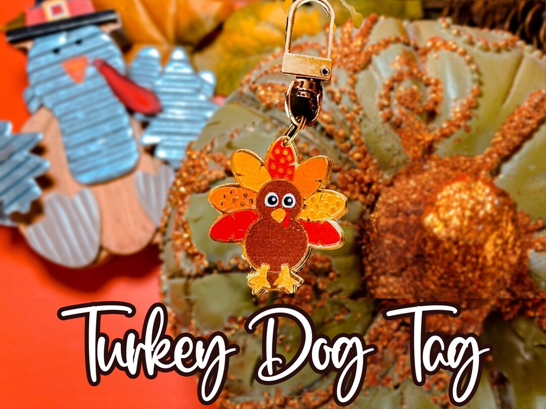 Thanksgiving Dog Tag/ Turkey Dog Tag for Collar Accessory/ Harvest Fall ...