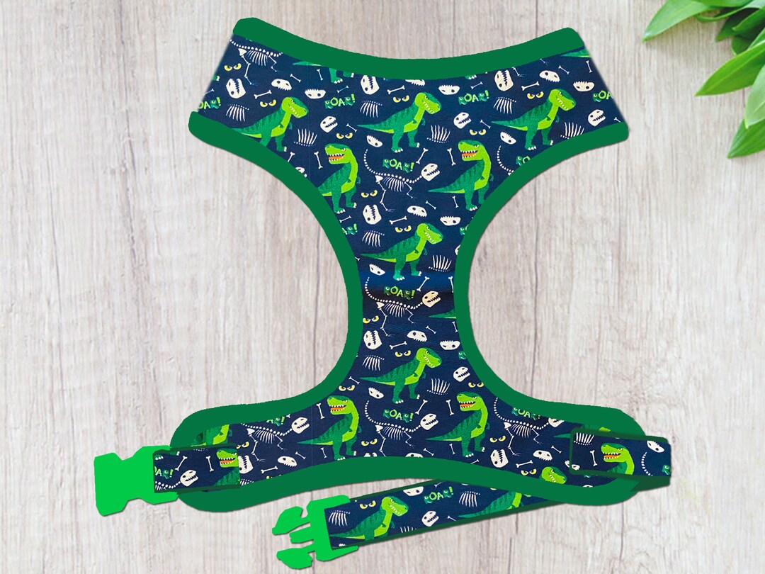 Dinosaur T-rex Dog Harness Vest/ Boy Cute Dog Harness/ Jungle Fabric ...