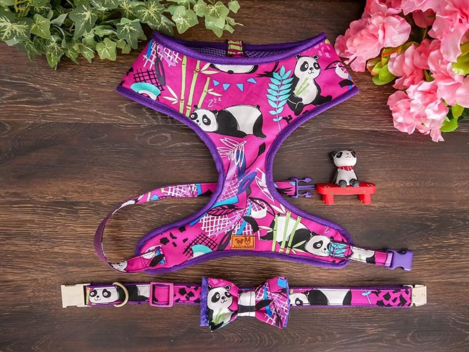 Pink Panda Dog Harness Vest/ Girl Dog Harness/ Cute Dog Harness/ Small ...
