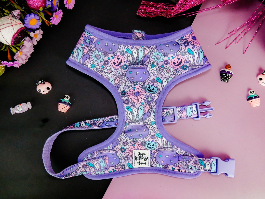 Purple Halloween Dog Harness Vest/ Retro Groovy Pastel Pumpkin Dog ...