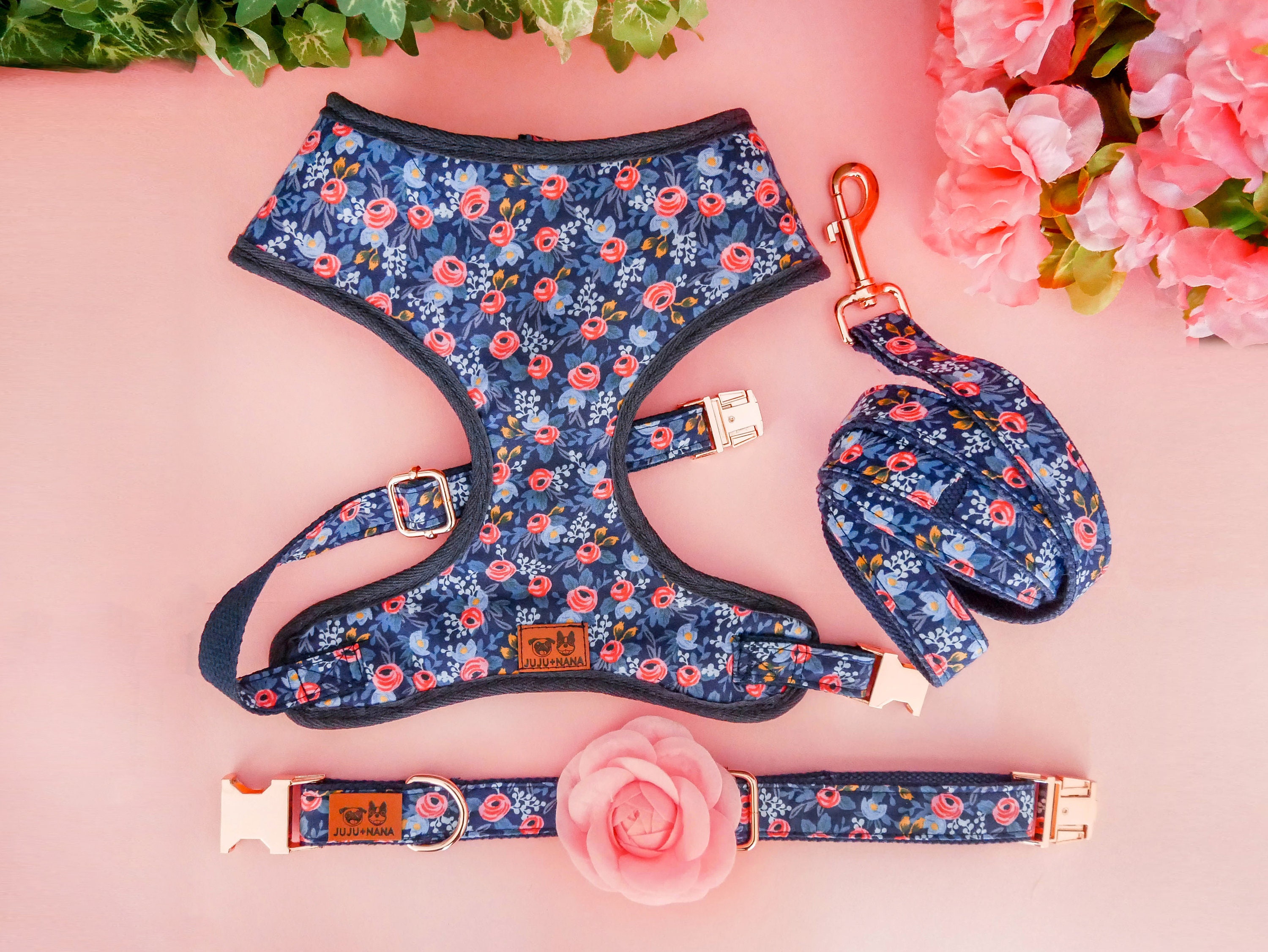 Rifle paper co floral dog harness leash set/ Girl Flower dog | Etsy