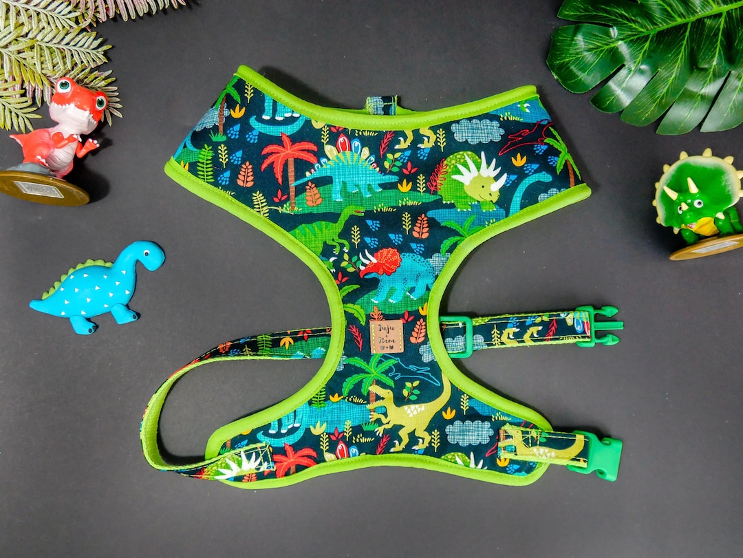 Dinosaur Dog Harness Vest/ Custom Boy Dog Harness/ Small Medium Dog ...
