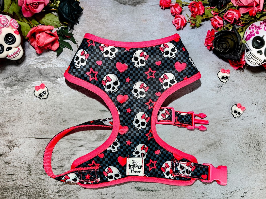 Sugar Skull Dog Harness Vest/ Day of the Dead Skeleton Dog Harness ...