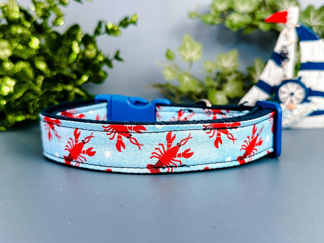 Nautical Lobster Dog Collar/ Beach Vacation Dog Collar/ Cute Ocean Dog ...