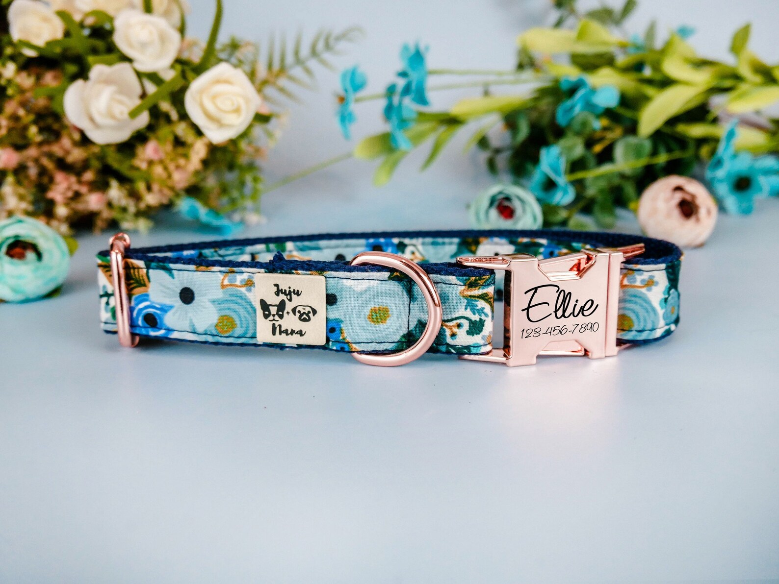 Floral Rifle Paper Co Dog Collar/ Personalized Laser Engraved Buckle ...