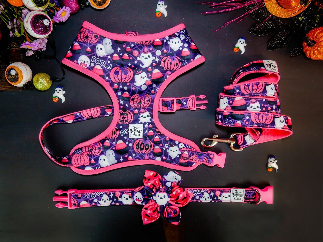 Halloween Ghost Dog Harness Leash Set/ Girl Cute Dog Harness Vest ...