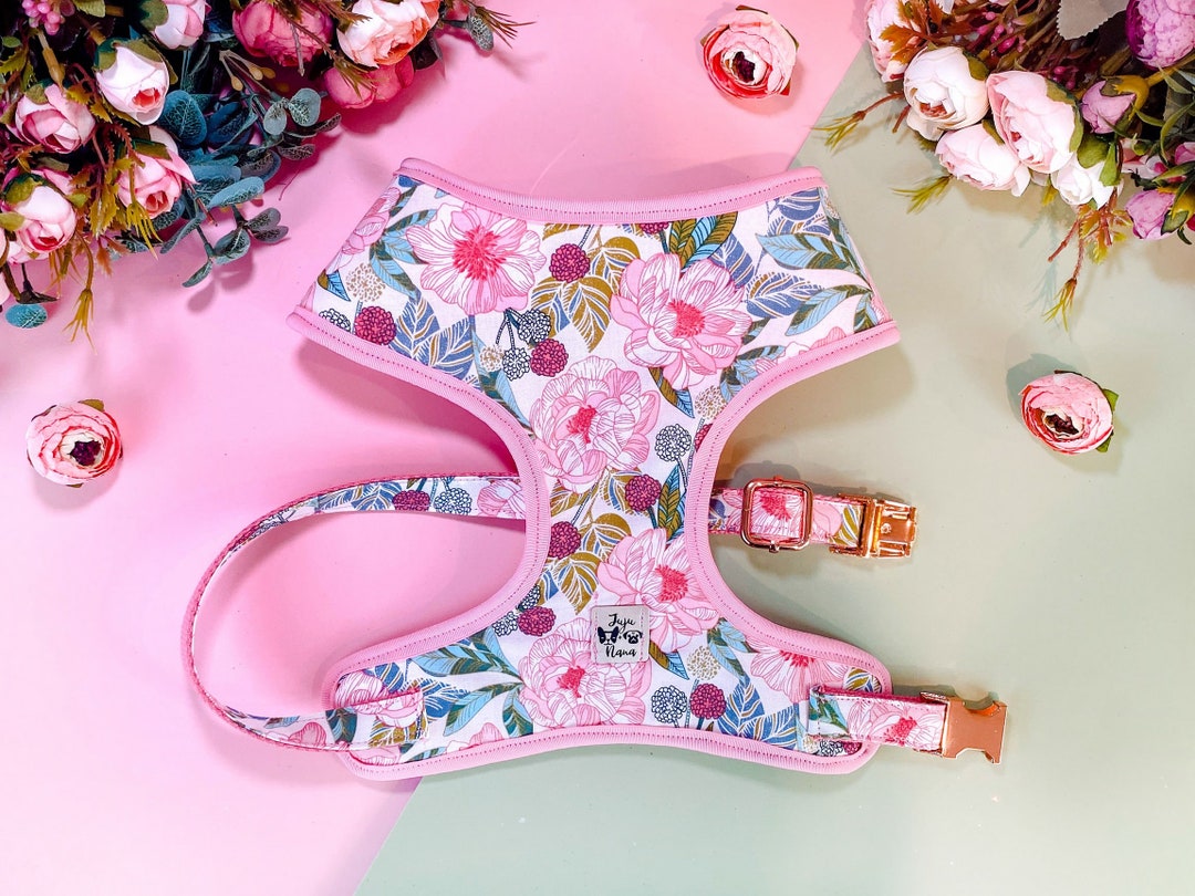 Floral Girl Dog Harness Vest/ Pink Flower Dog Harness/ Female Spring ...